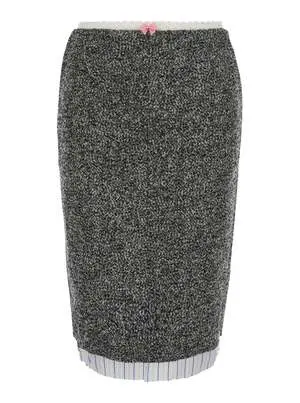 MARKGONG Pencil Skirt With Fringed Hem In Polyester Wool Blend For - Grey