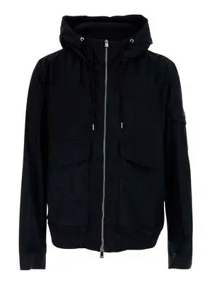 TATRAS Tech Fabric Gorgo Hooded Zip Jacket With Elastic Cuffs - Black
