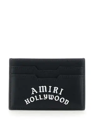 Amiri Leather Mini Card Holder With Logo Lettering And Embossed Back, 10x7.5 Cm - Black