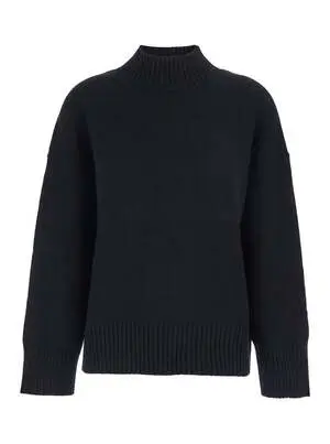 LEPLAIN Cashmere Turtleneck Sweater With Dropped Shoulders - Black