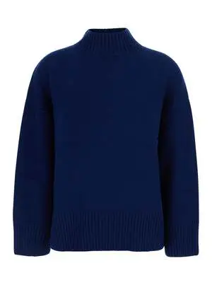 LEPLAIN 5gg Cashmere Mock Neck Pullover With High Collar And Long Sleeves - Blu