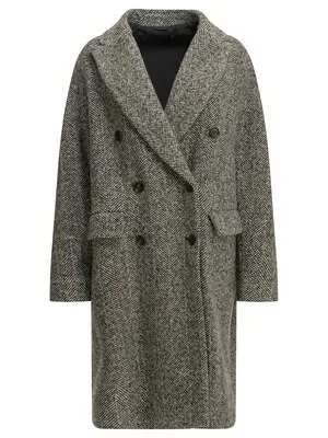 Brunello Cucinelli Double-breasted Wool Jacket With Peak Lapels For - Grey