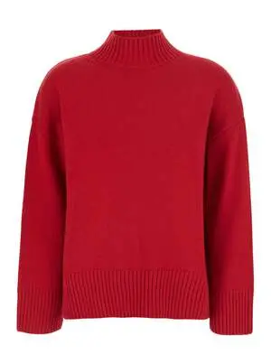 LEPLAIN Cashmere Mock Neck Sweater With High Collar And Long Sleeves, Regular Fit - Red