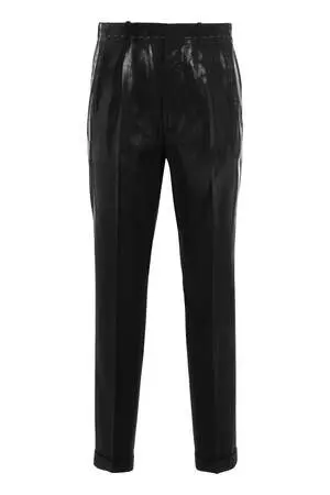 MAISON MARGIELA Wool Straight-leg Trousers With Pressed Foil Shine And Four-stitch Signature - Black