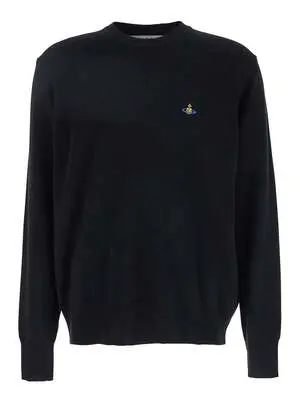 VIVIENNE WESTWOOD Alex Orb Logo Crewneck Sweater In Wool & Cashmere For - Black