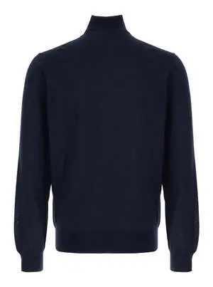 LEPLAIN Merino Wool Silk Cashmere Turtleneck Sweater With Long Sleeves - Blu