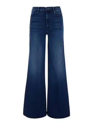 MOTHER The Hustler Roller Sneak High-waist Wide-leg Logo Patch Jeans For - Blu
