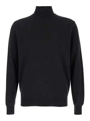 LEPLAIN Merino Wool, Silk & Cashmere Turtleneck Sweater With Long Sleeves - Black