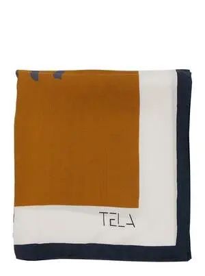 TELA Multicolored Horse Pattern Silk Scarf With Finely Finished Hem