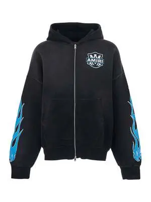 Amiri Logo Zip Hoodie With Maxi Back Print - Black