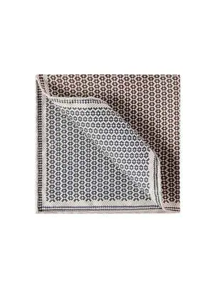 Brunello Cucinelli Silk Pocket Square With Chevron Motif And Geometric Print, 35x35 Cm - Multicolor