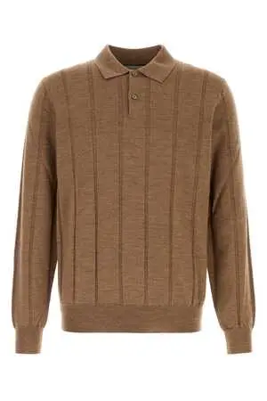 Canali Wool Polo Shirt - Camel