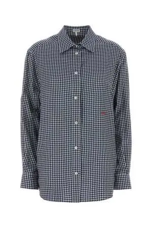 Loewe Embroidered Twill Silk Shirt - Checked