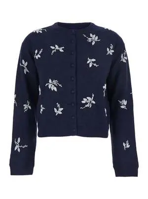 ATELIER EDITION Embroidered Cotton-blend Crew Neck Cardigan For