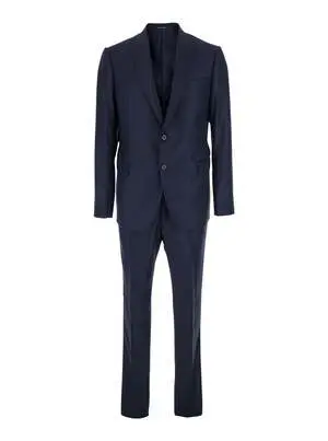 Emporio Armani S Wool-blend Two-button Suit Jacket And Regular-fit Trousers - Blu