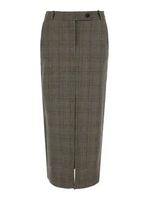Pinko Wool-blend High-waist Pleated Mini Skirt With Stripe Motif And Back Logo Patch - Grey