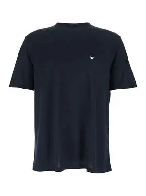 Emporio Armani Aquila Logo Lyocell & Cotton T-shirt For - Blu