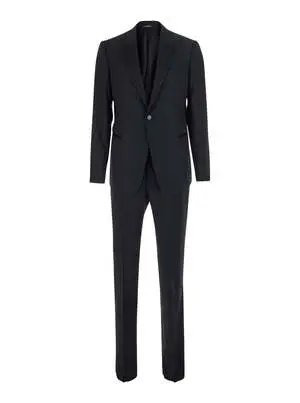 Emporio Armani S Two-piece Tuxedo With Notched Revers And Stretch Wool - Black