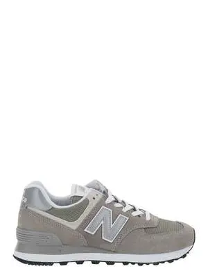 NEW BALANCE Classic Leather & Textile Lace-up Sneaker With Side Logo Detail - Grey