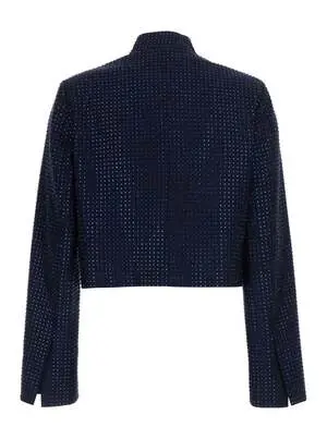 Pinko Two-button Beaded Tech Fabric Blazer With Welt Pockets