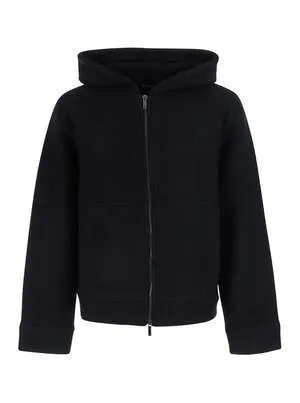 Emporio Armani S Wool Jacket With Fixed Hood And Front Zip