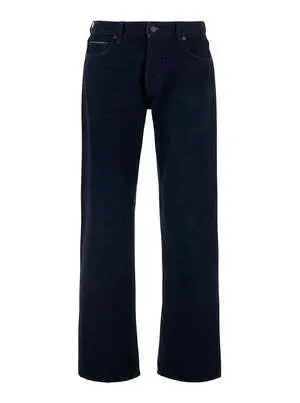 Emporio Armani S Denim Jeans With Back Logo Patch - Blu