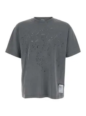 Satisfy Logo Front Cotton Round-neck T-shirt - Grey