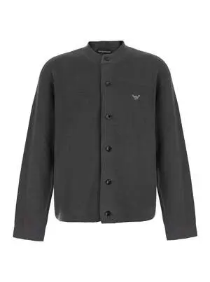 Emporio Armani Polo-collar Knit Shirt With Button Placket, Long Sleeves