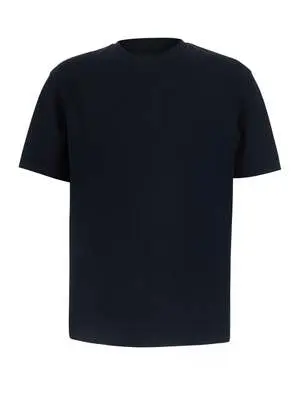 Emporio Armani Tone-on-tone Logo Embroidered Cotton Crew Neck T-shirt For - Blu
