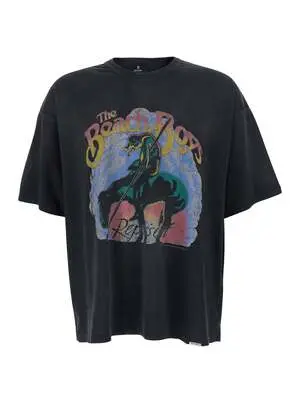 REPRESENT Cotton Crew Neck T-shirt With Maxi Front And Back Print - Black