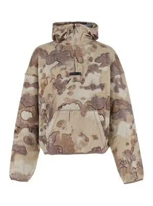 REPRESENT Cotton Zip-up Hoodie With All-over Print And Kangaroo Pocket - Beige