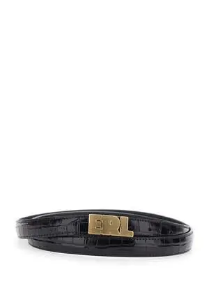 ERL Small Croc-embossed Leather Belt - Black