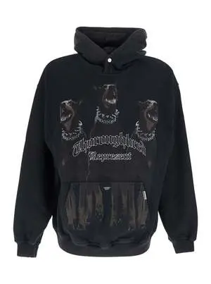 REPRESENT Faded Maxi Logo Hoodie With Kangaroo Pocket - Black