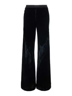 SEMICOUTURE Velvet Pants With Pockets And Straight Hems - Black