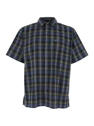 ERL Relaxed-fit Check-print Cotton-blend Shirt With Front Pocket - Grey