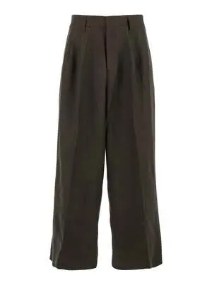 ERL Linen Relaxed-fit Pants With Belt Loops And Side Pockets - Brown