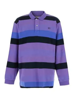 ERL Striped Rugby Long-sleeve Knit Polo Shirt - Violet