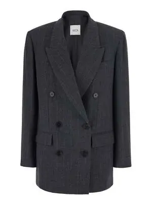 JUCCA Prince Of Wales Double-breasted Blazer Jacket In Wool Blend - Grey