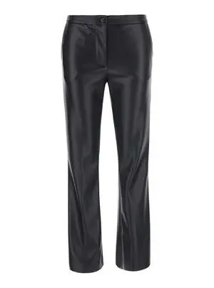 JUCCA High-waist Ecoleather Trousers With Button Closure - Black