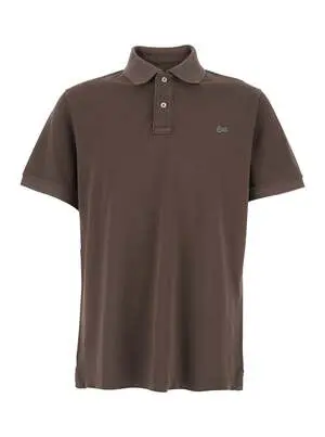 ERL Classic Collar Polo With Embroidered Logo Lettering - Brown