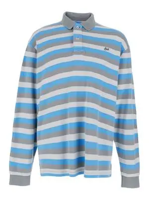ERL Striped Cotton Long-sleeve Polo Shirt With Logo - Multicolor