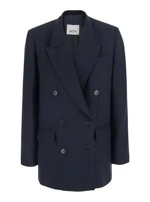 JUCCA Double-breasted Notched Revers Blazer With Flap Pockets And Back Vent - Blu