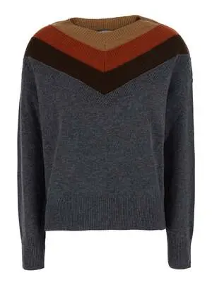 JUCCA Wool Sweater With Triple Neck And Ribbed Trims - Grey