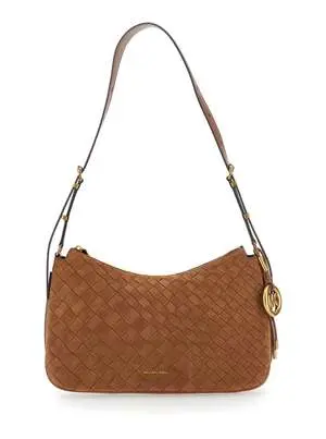 Michael Kors Nolita Medium Tz Convertible Shoulder Handbag With Embossed Logo And Adjustable Strap - Brown