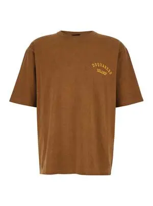 Dsquared2 Cotton Crew Neck T-shirt With Front Logo Print - Brown