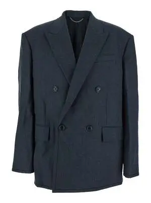 JUUN.J Double-breasted Wool Blazer With Peaked Revers And Front Flap Pockets - Grey
