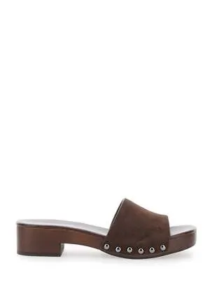 Jeffrey Campbell Leather Crossed Strap Sandals With Side Closure - Brown
