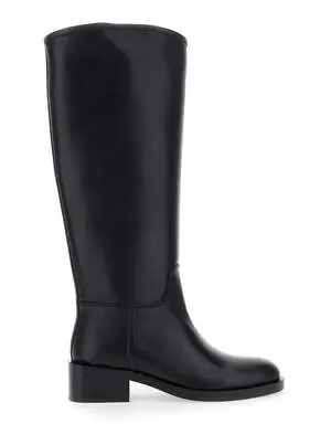 Jeffrey Campbell Leather Knee-high Boots With Block Heel - Black