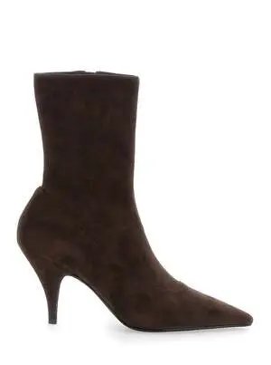 Jeffrey Campbell Pointed-toe Leather Ankle Boots With Elastic Goring And Stiletto Heel - Brown