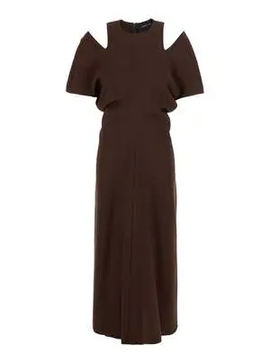Federica Tosi Tech Fabric Cut-out Shoulder Midi Dress With Back Zip - Brown